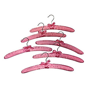 DBM IMPORTS 6 Pcs Smooth Satin Padded Hangers Pink 15" L for Dress Lingerie Bridal Cloth Hanging
