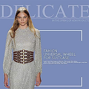 U Scinan Hollow Out Rivets Cinch Belt Tied Corset Elastic Wide Waist Belt Underbust Waistband Dark Brown