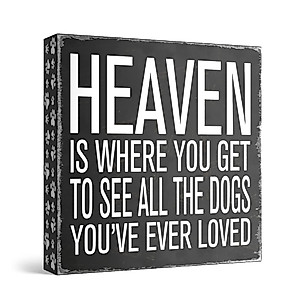 Barnyard Designs Wooden Box Sign Motivational Desk Decor, Primitive Decor Office Desk Decorations for Women Office or Bathroom Shelf Inspirational, Spiritual (Heaven is Where)