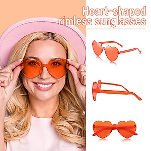 Matcheck 16 Heart Shaped Rimless Sunglasses Transparent Candy Mixed Color Glasses Clear Party Eyewear for Women
