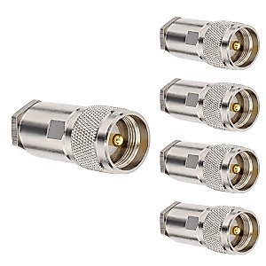 PL259 Coax Connectors, 5-Pack PL-259 UHF Male Clamp Connector PL259 UHF Plug Male RF Coax Connector for LMR400/RG8/RG8U/KMR400/Belden 9913/7D-FB Cable