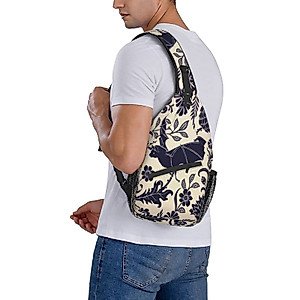 AJUNJUNPAI Halloween Bat Flower Shoulder Bags Mini Sling Bag Crossbody Fashion Chest Daypack For Men Women Outdoor Cycling Hiking Travel