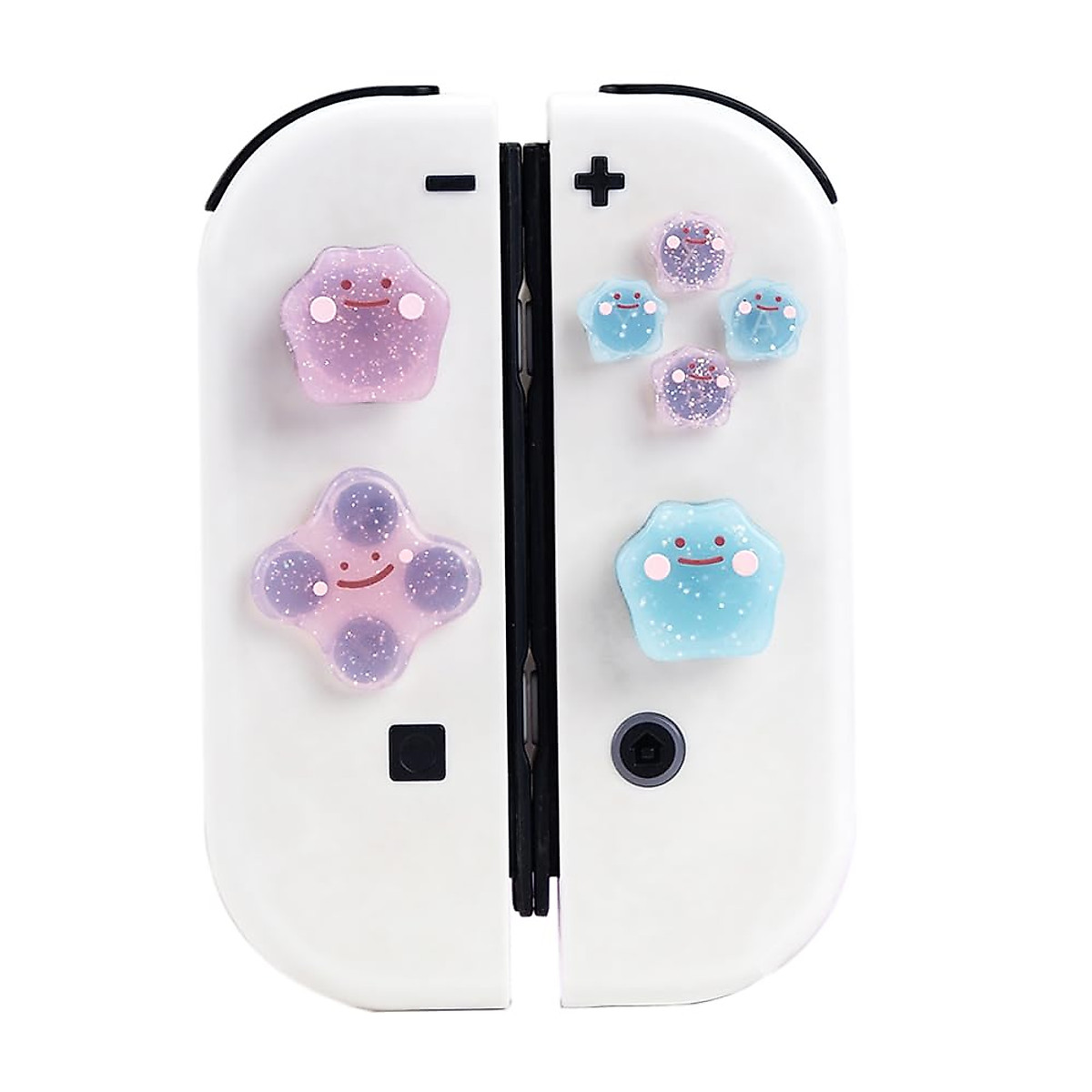 PERFECTSIGHT Cute D-Pad Button Caps Silicone Thumb Grips Set, ABXY Key Buttons Sticker Joystick Cover Caps Compatible with Nintendo Switch/OLED - Monster