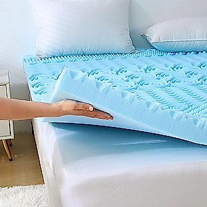 HUXMEYSON Foam Mattress Topper Queen, 7 Zone Cooling Mattress Topper with Gel Infused, Egg Crate Bed Topper Mattress Pad, CertiPUR-US Certified, 2 Inch (60 * 80 Inch)