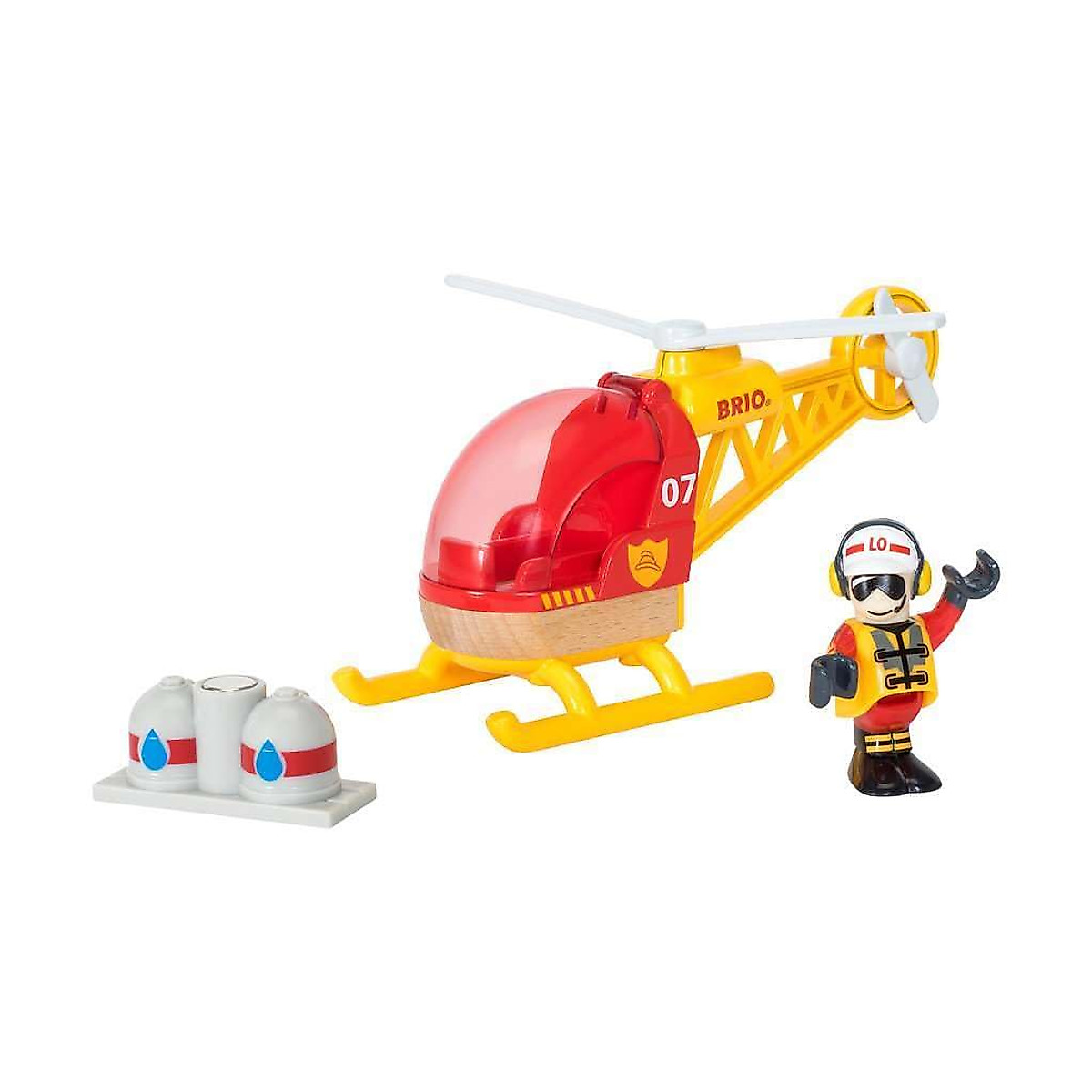 BRIO World - 33797 Firefighter Helicopter | 3 Piece Helicopter Toy for Kids Ages 3 and Up