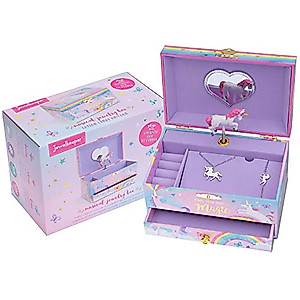 Jewelkeeper Unicorn Music Box & Little Girls Jewelry Set - 3 Unicorn Gifts for Girls