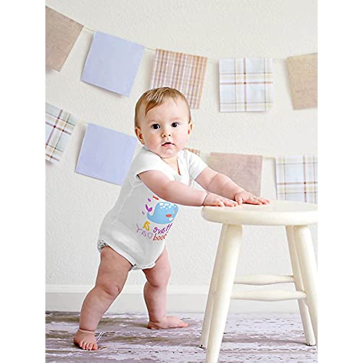 HESTYA 4 Pieces Baby Bodysuit Sublimation White Short Sleeve Shirt for Unisex Preemie Month Baby Boys Girls(White,0-3 Months)