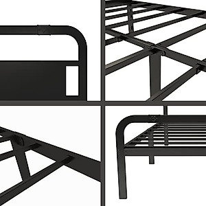 Emiosmt California King Bed Frames with Headboard and Footboard 14 Inch Tall,Heavy Duty 2500lbs Steel Slat Support Metal Platform,No Box Spring Needed,Easy Assembly,Square Tube,Cal King Frame