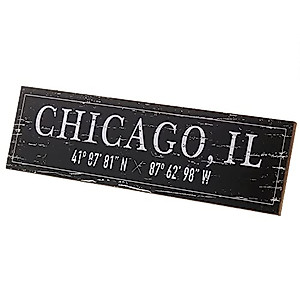Barnyard Designs Chicago, IL City Sign Rustic Distressed Decorative Wood Wall Decor 17” x 5”