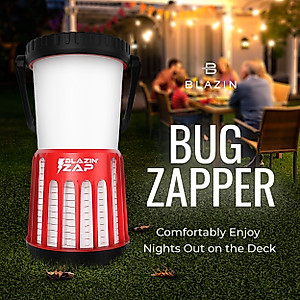 Blazin LED Bug Zapper Lantern ǀ Ultraviolet Camping Mosquito Killer Light Indoor ǀ Outdoor Bug Fly Moth Zapping Lamp ǀ 3-D Battery Powered ǀ 4 Modes - 600 LMS - 46 Hrs ǀ
