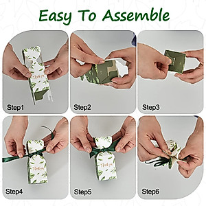 BEISHIDA Christmas Candy Boxes Party Favor Boxes Baby Shower Favors Small Wedding Favor Boxes Cookie Box with Ribbon for Birthday Party (Green,2 X 2.5 X 4.7 inch, 30 pcs）