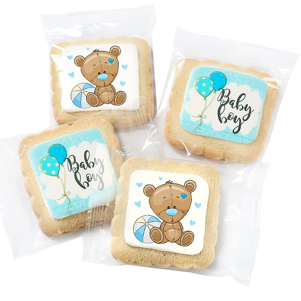 Baby Boy 12 PACK Dessert Table Party Favors Decorated Individually Wrapped Sugar Cookies Gift