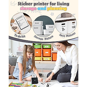 Memoqueen Mini Sticker Printer - M02 Wireless Pocket Printer, Compatible with iOS & Android, Photo Printer for Phone, for Fun Christmas Sticker, DIY Journal, New Year Gift, Black