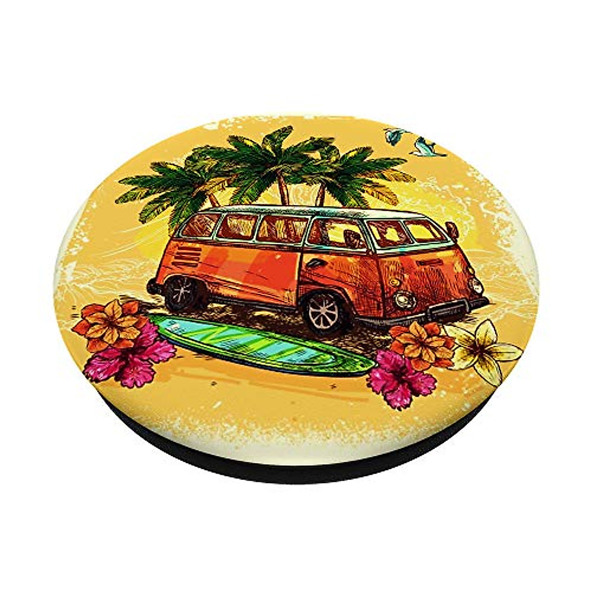 Hawaiian Vibes - Mini Van - Surf Board - Palm Trees - Hippie PopSockets PopGrip: Swappable Grip for Phones & Tablets