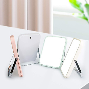 Tabletop Makeup Mirror,Square Desktop Foldable Vanity Mirror,8‘ Portable Folding Mirror with Metal Stand 90°Adjustable,Table Desk Standing Cosmetic Mirror Wall Hanging Dual-Purpose Small Mirror(Gray)