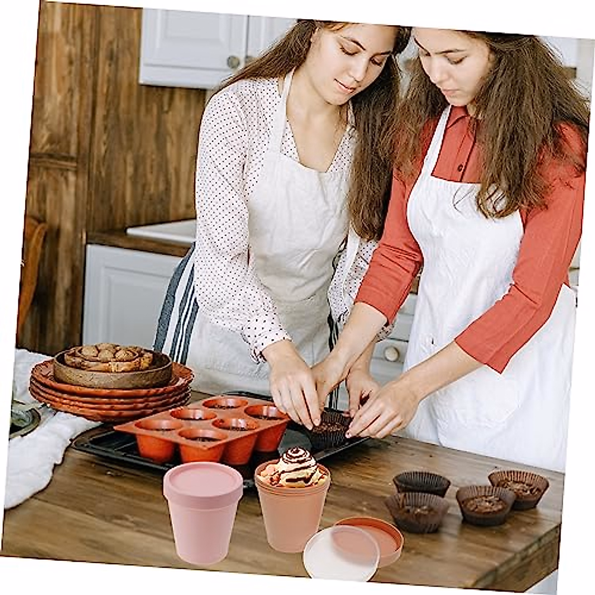 UPKOCH 5pcs Ice Cream Container Parfait Containers Plastic Storage Tubs Round Container with Lid Ice Cream Container with Lid Freezer Storage Tub Ice Cream Pails Freezer Containers Pp