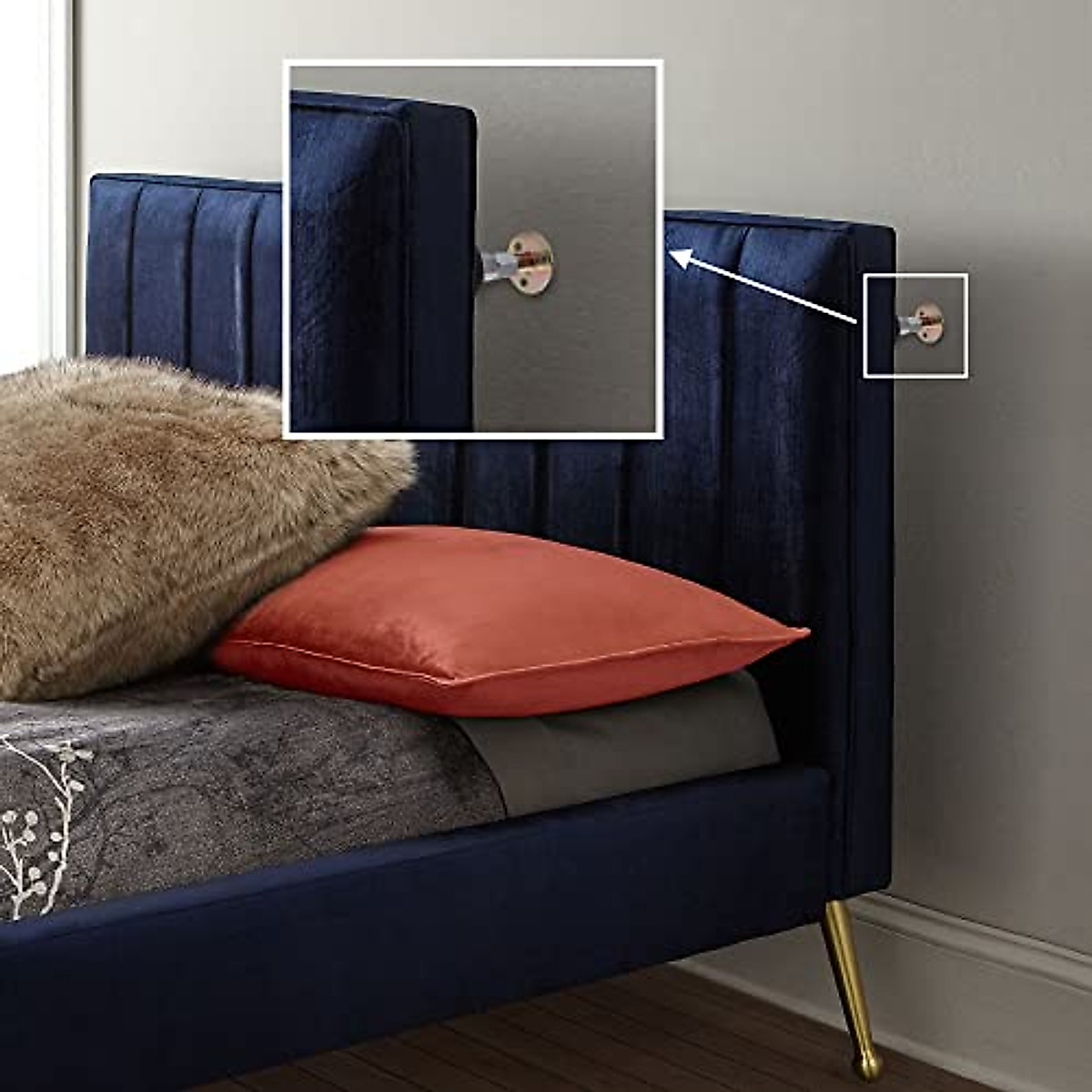 Omilife Headboard Stoppers for Wall, Bed Wall Bumper, Adjustable Threaded Bed Frame Anti-Shake Tool (2PCS)