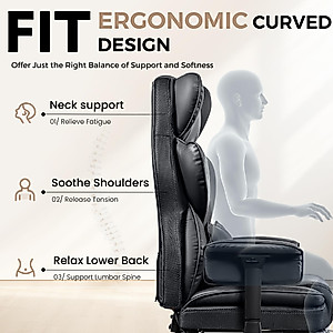 BESTFAIR Home Office Desk Chair 500Lb, Comfy Ergonomic Office Chair with Footrest, PU Leather Office Desk Chairs for Heavy People, High Back Executive Office Chair with Lumbar Support, Black
