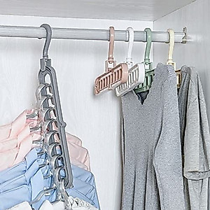 Closet Organizers and Storage Space Saving Hangers with 9 Holes of 6 Pack for Closet Organizer,Dorm Room Essentials,Closet Storage,Smart Closet Organization,Magic Space Saving Hanger (Gray)