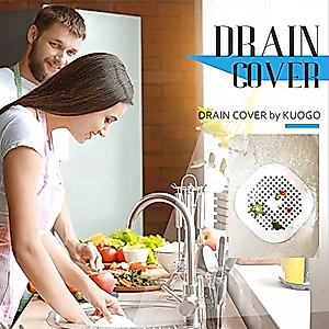 Drain Clean Cover White,Square Drain Shower Cover, Silicone Hair Stopper with Suction Cup,Easy to Install and Clean Great for Hair Loss, Suitable for Bathroom,Bathtub,Kitchen 5 Pack(White)
