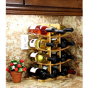 Oceanstar WR1149 12-Bottle Natural Bamboo Wine Rack , Red