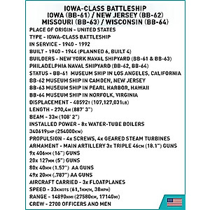 COBI Historical Collection World War II Iowa-Class Battleship, 4-in-1 Executive Edition