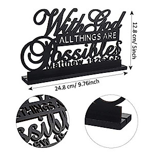 Inspirational Table Art with God All Things are Possible Positive Sign Home Table Decoration, Motivational Table Centerpieces Letter Sign Wooden for Faith Motivational Decor Home ()