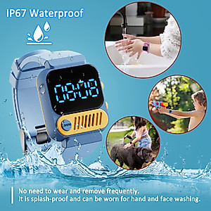 Potty Training Timer Watch for Boys and Girls,Kids Training Toilet Timer Watch,Waterproof,Rechargeable,Music Tones,Automatic Timers Plays Music,Alarm,Baby and Toddler Potty Train Toilet Time Aid,Blue
