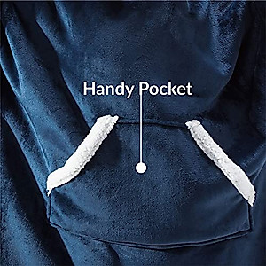 Vinggood Wearable Blanket ，Blanket Sweatshirt, Flannel Blanket Hoodie,Shark Tank for Only One Size Fits All Poeple ( Color : Blue , Size : Adult )
