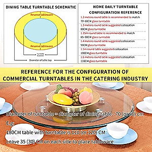 WYZCHDM Tempered Glass Turntable Lazy Susan Swivel Round Tabletop Rotating Serving Tray, with Silent Smooth Aluminum Alloy Bearing, for Family Dinners and Banquets Rotating Serving Plate-50cm
