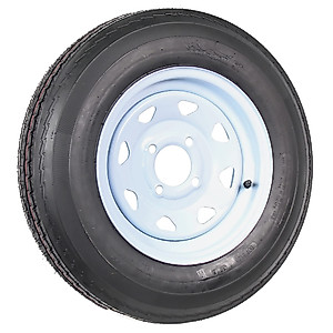 eCustomrim 2-Pack Trailer Tires On White Wheel Rims 530-12 5.30-12 5.30 x 12 Load Range C 4 Lug - 2 Year Warranty w/Free Roadside