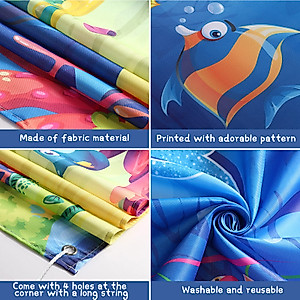 Sea Backdrop Ocean Animal Happy Birthday Decorations Under Ocean Theme Birthday Photography Background Banner for Kids Dolphin Shark Underwater Blue Party Decorations Supplies, 72.8 x 43.3 Inches