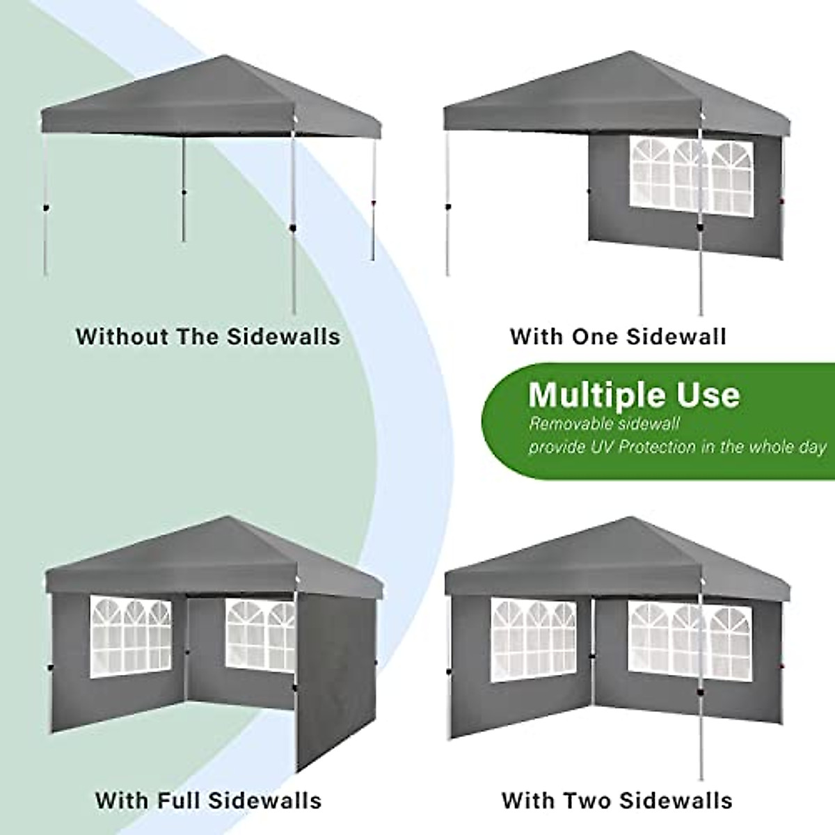 iw I WISH 10x10 Pop Up Canopy, Canopy Tent with Sidewalls, Heavy Duty Instant Canopy, Portable Commercial Canopy, Easy Setup Canopy for Outdoor, Easy up Canopy