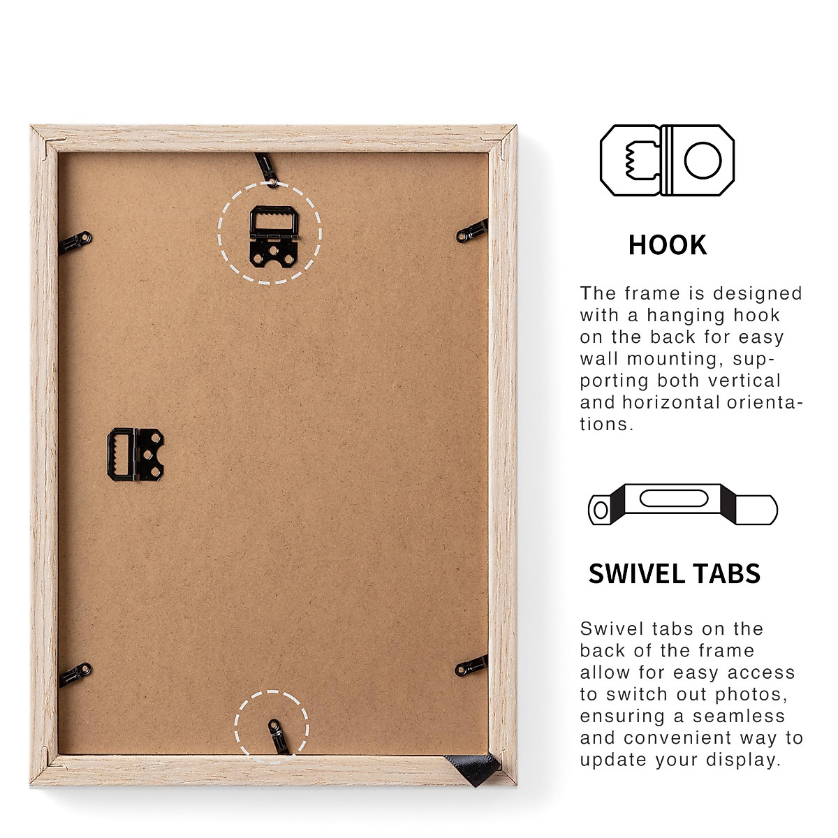 TONES FRAME DESIGN 11x14 Natural Wood Frame with 8x10 Mat, Set of 2 Picture Frames, Solid Wood Venner Finish, and Plexiglass Front for Poster Gallery Wall Home Decor