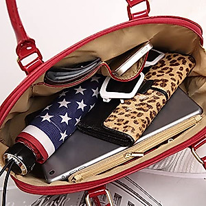 Platopotato Women's Satchel Purse Large Tote Lady Shoulder Bag Patent Leather Handbag Top Handle Shell Bag Black