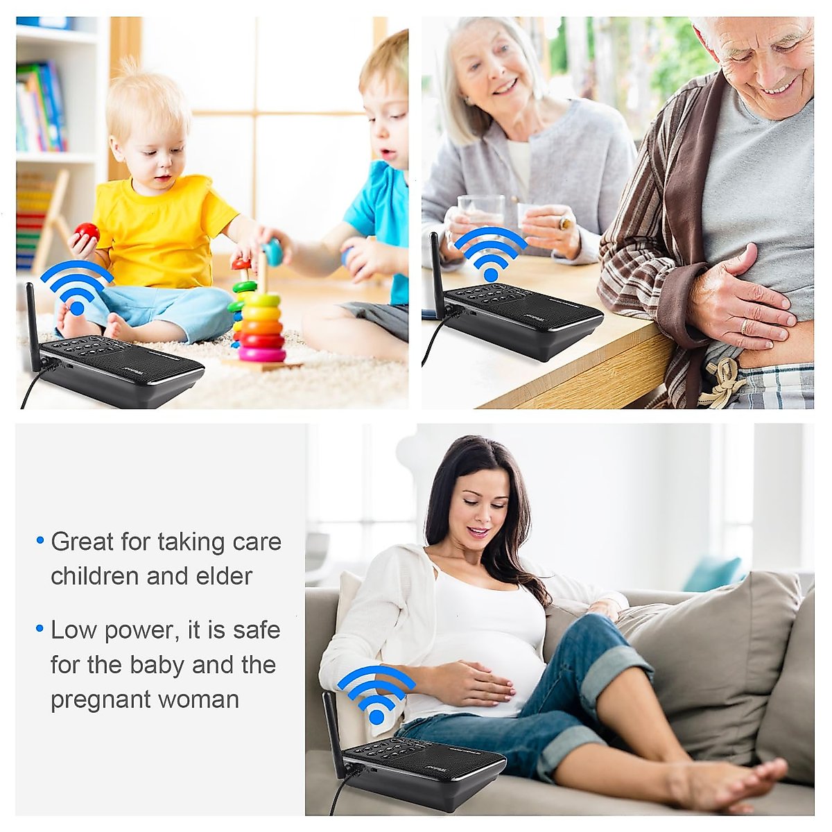 Wuloo Intercoms Wireless for Home 5280 Feet Range 10 Channel 3 Code, Wireless Intercom System for Home House Business Office, Room to Room Intercom, Home Communication System (3 Packs, Black)