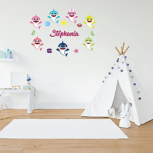 Shark Custom Name Nursery Baby Boy Wall Decal Vinyl Sticker for Kids | Home Décor | Custom Kids Room Decal | Bedside Decals