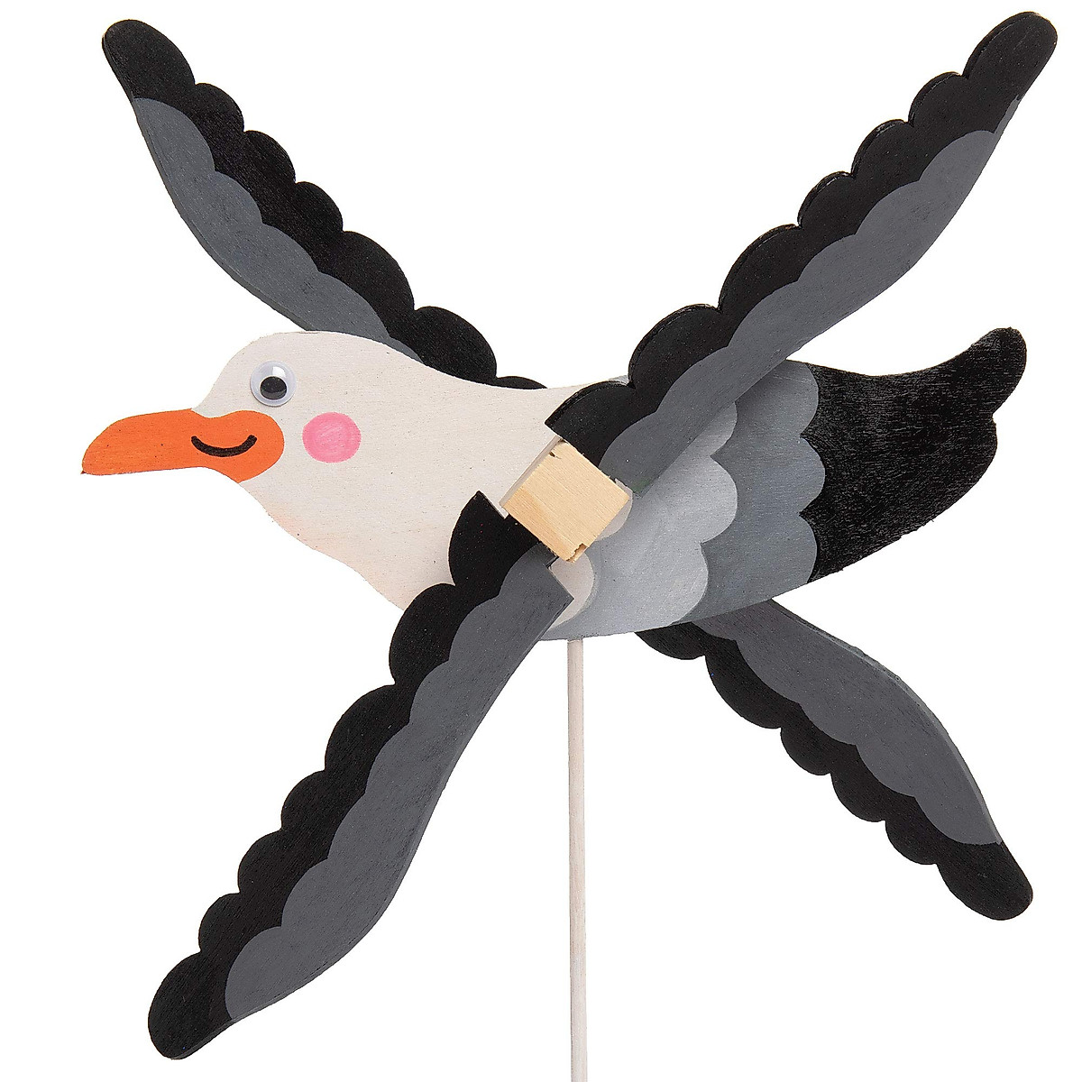 Baker Ross AT839 Seagull Wooden Windmill Kits - Pack of 2, for Kids Arts and Crafts Projects