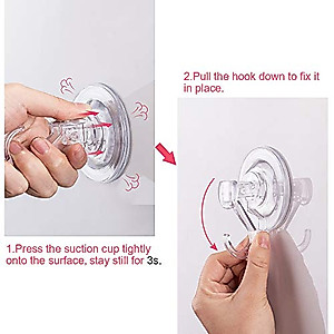 Quntis Suction Cup Hooks 4 Packs, Clear Wreath Hanger Heavy Duty Window Suction Cups with Hooks Waterproof Vacuum Shower Suction Cup Hooks for Bathroom, Towel, Shower Wall, Tile, Glass, Door, Camper