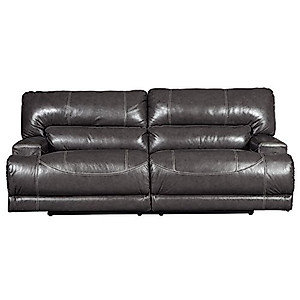Signature Design by Ashley McCaskill Leather 2 Seat Oversized Power Reclining Sofa Dark Gray