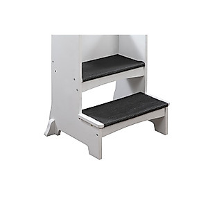 Kids Step to It Stool, Step Stool Chair Kitchen Step Stool for Kids, Wooden Stepping Stool for Kids, Empower Kids in The Kitchen with Step-Up Solutions by Naomi Home – Gray