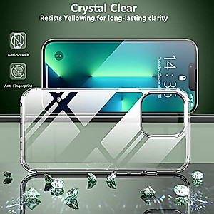 SPIDERCASE [3 in 1 Designed for iPhone 13 Pro Max Case, [Crystal Clear Not Yellowing][with 2 Pcs Tempered Glass Screen Protectors & 2 Pcs Camera Lens Protectors] Slim Thin Case (Silver)