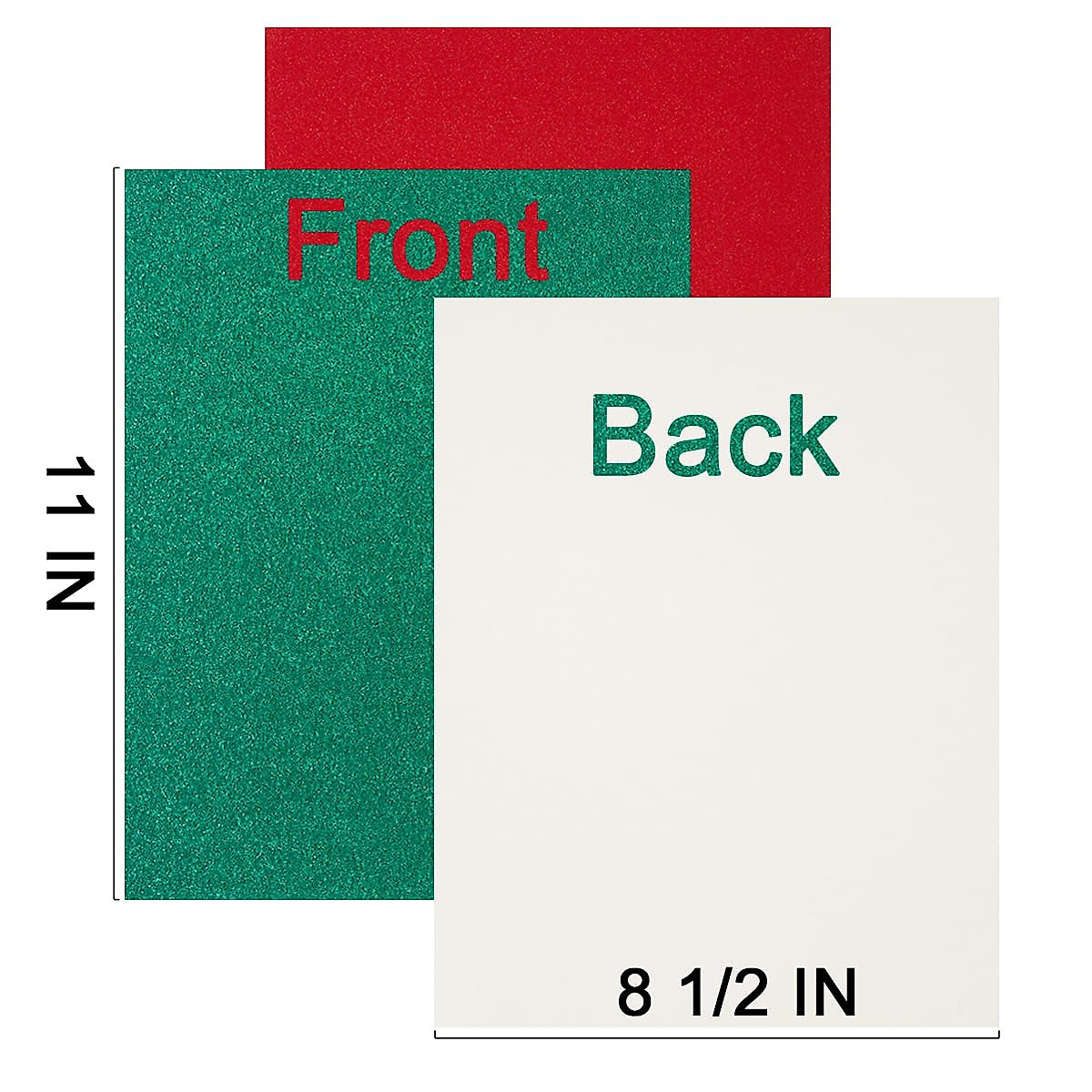 50 Sheets Glitter Cardstock Paper Glitter Thick Paper Cards for Birthday Party, Crafts and Invitations (Christmas Green Red, 8 1/2 x 11 inches)
