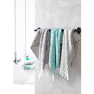 sea me at home Turkish Hand Towels for Bathroom, Kitchen Towels Decorative Set of 2, Luxury Turkish Cotton Dish Tea Towels 14 x 30 Inches for Modern, Boho, and Farmhouse Decor (Beige Waves)