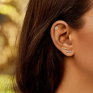 FASACCO 12Pairs Flat Back Earrings for Women Men Hypoallergenic 14K Gold Plated Stainless Steel Flatback Stud Small Huggie Hoop Earrings 20G Tiny Gold Stud Earring Sets for Multiple PIercing Gold