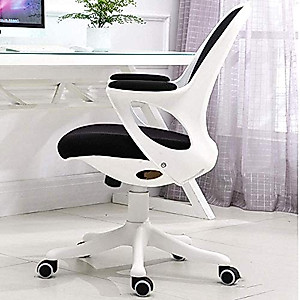 MayNuo Office Chair Gaming Chair Barber Comfy Computer Chair Adjustable Height Office Chair with Chrome Base Padded Swivel Chair/White Frame Black Net