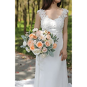 HIMIFOLO Artificial Wedding Flowers Combo Box Set for DIY Centerpieces Arrangements Bridal Bouquet Table Chair Decor Candle Holder Baby Shower Cake Decor Flower Strips Home Decorations (Champagne)