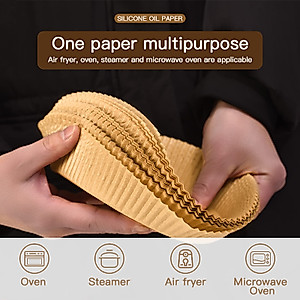 AW&SH Air Fryer Liners, 100PCS Air Fryer Parchment Paper Liners, 7.9 Inch Non-Stick Oil-proof Air Fryer Disposable Paper Liner
