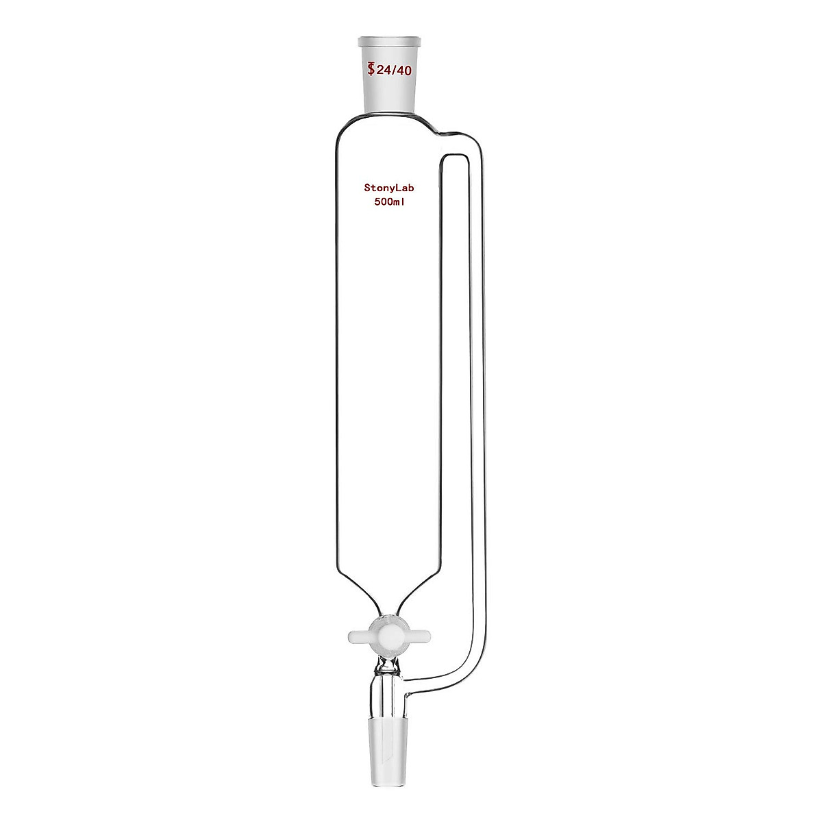 stonylab 500ml Pressure Equalizing Addition Funnel, Borosilicate Glass Dropping Funnel 24/40 Joint with PTFE Stopcock for Laboratory, 500ml