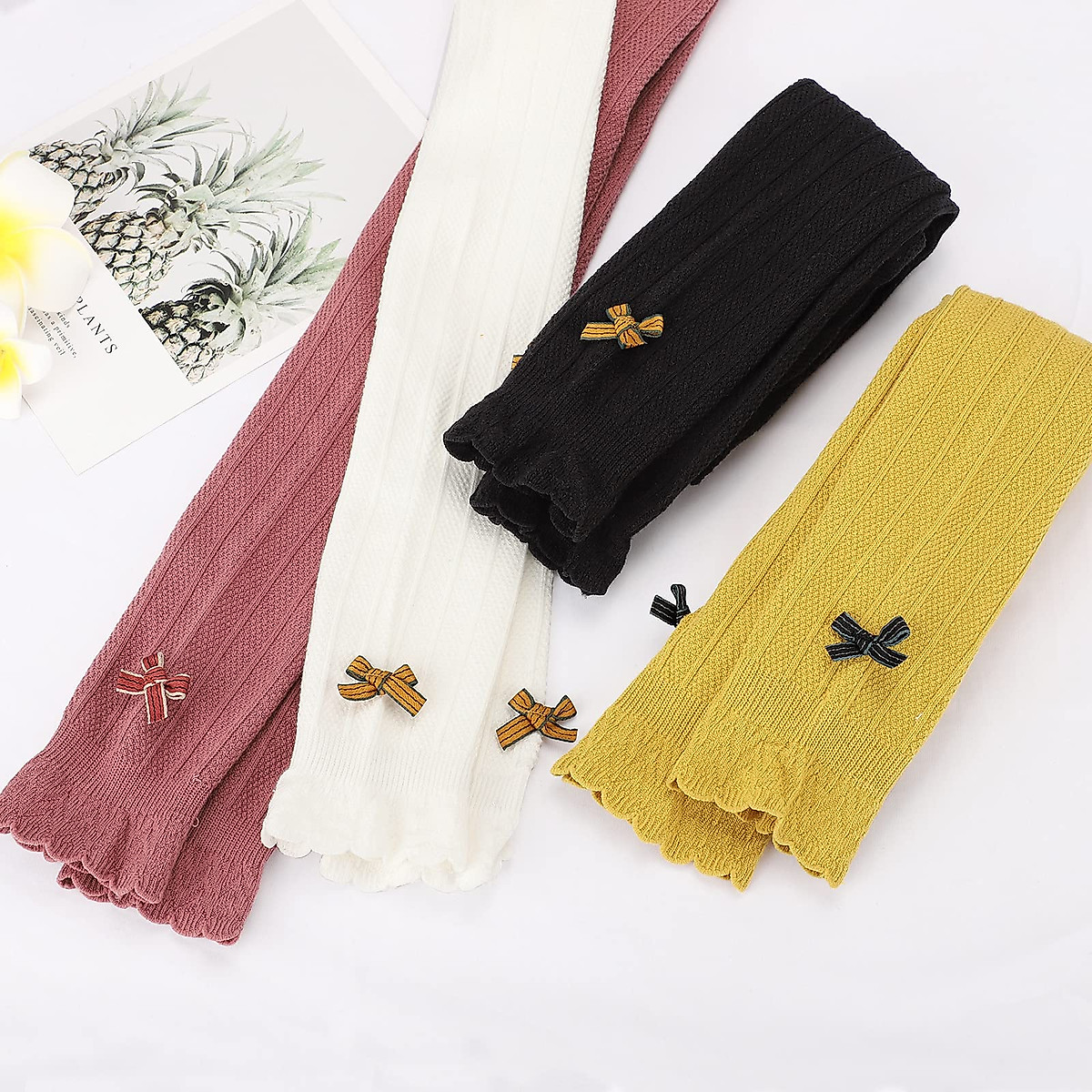 BOOPH 4 Pack Girls Legging Tight Flared Footless Knitted Pant 3-4 Years Multi1